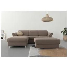 Sit & More Ecksofa SIT & MORE "Apulia L-Form" Sofas Gr. B/H/T: 250cm x 78cm x 185cm, Struktur weich, Recamiere links, ohne Bettfunktion-ohne Bettkasten-ohne Armteilverstellung-ohne Kopfteilverstellung, grau (taupe) wahlweise Bettfunktion, Bettkasten und Kopf- Armteilverstellung