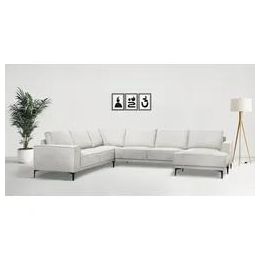 Wohnlandschaft Places of Style "Oland" Sofas Gr. B/H/T: 342 cm x 85 cm x 260 cm, Flachgewebe, Recamiere rechts, braun (latte) U-Form, im zeitlosem Design und hochwertiger Verabeitung