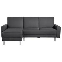 Schlafsofa Max Winzer "Just Fresh" Sofas Gr. B/H/T: 230cm x 93cm x 152cm, Strukturgewebe 16523, Recamiere beidseitig montierbar, grau (graphit) mit Rückenverstellung, inklusive Stauraumhocker