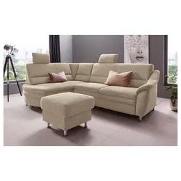 Ecksofa Places of Style "Cardoso L-Form" Sofas Gr. B/H/T: 250cm x 90cm x 175cm, Struktur, Ottomane links, ohne Funktion, beige Federkern, wahlweise mit Bett, Schubkasten