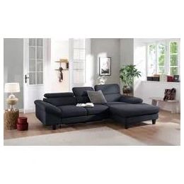 Ecksofa Home Affaire "Pilot L-Form" Sofas Gr. B/H/T: 268cm x 73cm x 108cm, Struktur, Recamiere rechts, mit Kopfteilverstellung-ohne Bettfunktion-ohne Bettkasten, schwarz wahlweise mit Bettfunktion und Bettkasten