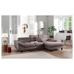 Ecksofa Home Affaire "Pilot L-Form" Sofas Gr. B/H/T: 268cm x 73cm x 108cm, Struktur, Recamiere rechts, mit Kopfteilverstellung-mit Bettkasten-mit Bettfunktion, braun wahlweise mit Bettfunktion und Bettkasten