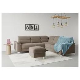 Sit & More Ecksofa SIT & MORE "Sinatra L-Form" Sofas Gr. B/H/T: 251cm x 85cm x 231cm, Luxus-Microfaser Paris, langer Schenkel rechts, Mit Kopfteilverstellung-Mit Armteilfunktion-Ohne Bettfunktion-Ohne Schubkasten, grau (taupe) optional mit Kopfteilverstellung und Armteilfunktion