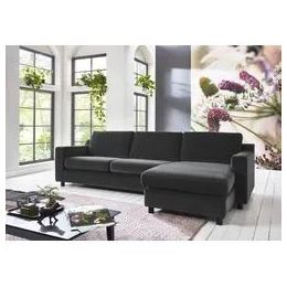 Ecksofa LEONIQUE "Luka L-Form" Sofas Gr. B/H/T: 270cm x 80cm x 151cm, Samtvelours, Recamiere beidseitig montierbar, grau (dunkelgrau) pflegeleichter Samtvelours