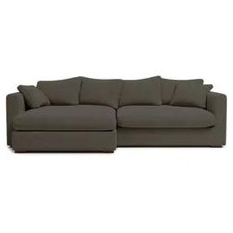 Ecksofa Home Affaire "Coray, L-Form" Sofas Gr. B/H/T: 266 cm x 80 cm x 153 cm, Feincord, Recamiere links, grau (dark grey) extra weich und kuschelig, Füllung mit Federn Daunen