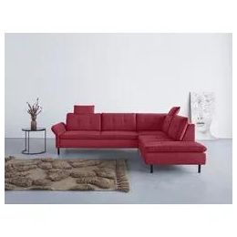 Ecksofa Inosign "Birkholm L-Form" Sofas Gr. B/H/T: 270cm x 83cm x 226cm, Luxus-Microfaser ALTARA NUBUCK, Ottomane rechts, mit Armlehnfunktion, rot (bordeaux) Armlehnverstellung, auch in Easy Clean Bezug - mit Wasser zu reinigen