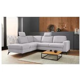 Ecksofa Places of Style "Lolland L-Form" Sofas Gr. B/H/T: 249cm x 88cm x 212cm, Struktur flausch, Ottomane links, mit Bettfunktion und Stauraum, silberfarben (silber) Wahlweise mit Bettfunktion und Stauraum, auch abwischbarem Bezug