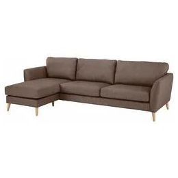 Ecksofa Home Affaire "MARSEILLE (279/152cm),L-Form, Rec. rechts/links" Sofas Gr. B/H/T: 279cm x 88cm x 152cm, Struktur fein, Chaiselongue links, braun Massivholzbeine aus Eiche, in verschieden Bezügen und Farbvarianten