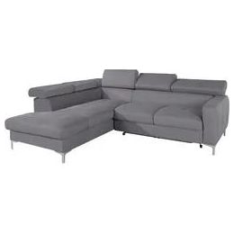 Ecksofa COTTA "Sammy L-Form", grau, B:242cm H:74cm T:207cm, Struktur (100% Polyester ), Chenille (90% Polyester; 10% Polyamid ), Sofas, inklusive Kopfteilverstellung, wahlweise mit Bettfunktion