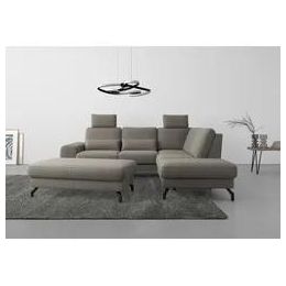 Sit & More Ecksofa SIT & MORE "Cinturo L-Form" Sofas Gr. B/H/T: 260cm x 88cm x 226cm, Luxus-Microfaser Euphoria, Ottomane rechts, inklusive Sitztiefenverstellung-inklusive Federkern, braun (schlamm) inklusive Sitztiefenverstellung und Federkern, Sitzhöhe 45 cm