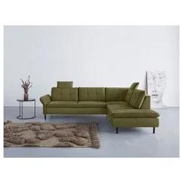 Ecksofa Inosign "Birkholm L-Form" Sofas Gr. B/H/T: 270cm x 83cm x 226cm, Olympia EASY CLEAN, Ottomane rechts, mit Armlehnfunktion, grün (olive) Armlehnverstellung, auch in Easy Clean Bezug - mit Wasser zu reinigen