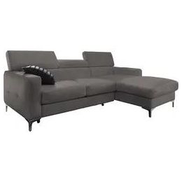 Ecksofa COTTA "Sammy L-Form" Sofas Gr. B/H/T: 226cm x 92cm x 105cm, Microfaser PRIMABELLE, Recamiere rechts, ohne Bettfunktion-mit Kopfteilverstellung, grau wahlweise mit Bettfunktion