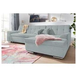 Ecksofa DOMO collection "Aversa L-Form" Sofas Gr. B/H/T: 267cm x 83cm x 178cm, Softstruktur, Recamiere rechts, ohne Funktion, blau (pastellblau) wahlweise mit Bettfunktion