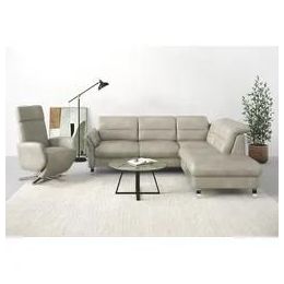 Sit & More Ecksofa SIT & MORE "Grenoble L-Form mit Federkern", grau (hellgrau), B:247cm H:85cm T:222cm, Sofas, wahlweise mit Bettfunktion, Bettkasten, Arm- und Kopfteilverstellung