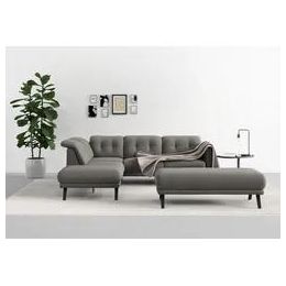 Sit & More Ecksofa SIT & MORE "Scandia L-Form" Sofas Gr. B/H/T: 271cm x 82cm x 214cm, Luxus-Microfaser Euphoria, Ottomane links, Ohne Kopfteilverstellung-Ohne Armteilfunktion-Mit schwarzen matten Metallfüßen, braun (schlamm) Wahlweise mit Kopfteilverstellung und Armteilfunktion