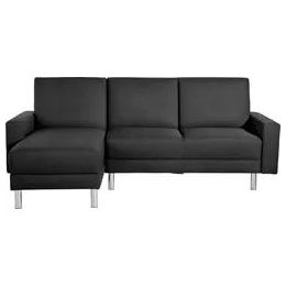 Schlafsofa Max Winzer "Just Fresh" Sofas Gr. B/H/T: 230cm x 93cm x 152cm, Samtvelours 20442, Recamiere beidseitig montierbar, schwarz mit Rückenverstellung, inklusive Stauraumhocker