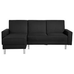 Schlafsofa Max Winzer "Just Fresh" Sofas Gr. B/H/T: 230cm x 93cm x 152cm, Strukturgewebe 16523, Recamiere beidseitig montierbar, schwarz mit Rückenverstellung, inklusive Stauraumhocker