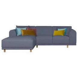 Ecksofa Andas "Maroon L-Form" Sofas Gr. B/H/T: 285cm x 82cm x 191cm, Struktur grob, Recamiere links, Inklusive 7 Zierkissen, blau in skandinavischem Design, mit losen Kissen