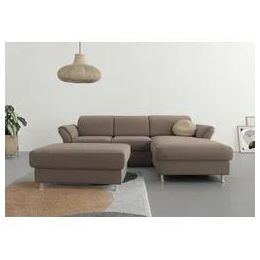 Sit & More Ecksofa SIT & MORE "Apulia L-Form" Sofas Gr. B/H/T: 250cm x 78cm x 185cm, Struktur weich, Recamiere rechts, ohne Bettfunktion-ohne Bettkasten-ohne Armteilverstellung-ohne Kopfteilverstellung, grau (taupe) wahlweise Bettfunktion, Bettkasten und Kopf- Armteilverstellung