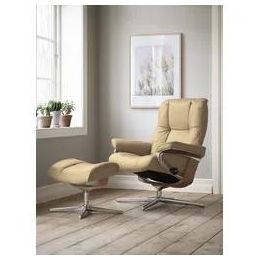 Relaxsessel stressless "Mayfair" Sessel Gr. Leder PALOMA, Cross Base Eiche, Relaxfunktion-Drehfunktion-PlusTMSystem-Gleitsystem-BalanceAdaptTM, B/H/T: 79cm x 102cm x 73cm, beige (sand paloma) mit Cross Base, Größe S, M & L, Holzakzent Eiche