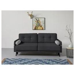 Schlafsofa Inosign Sofas Gr. B/H/T: 210cm x 92cm x 101cm, Samtvelours, mit Bettfunktion-mit Bettkasten, schwarz incl. Bettfunktion und Bettkasten, Seitentache im Armteil, Federkern