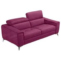 Schlafsofa Egoitaliano "Francine, Designsofa, Loungesofa mit Dauerschlaffunktion, Bettfunktion" Sofas Gr. B/H/T: 233cm x 100cm x 106cm, Luxus-Microfaser BLUSH, pink (fuchsia) hochwertiger Metallbettrahmen & Matratze, Kopfteil manuell verstellbar