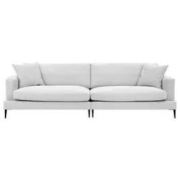 Big-Sofa LEONIQUE "Cozy" Sofas Gr. B/H/T: 252cm x 80cm x 97cm, Strukturstoff, silberfarben (silber) mit losen Kissen und Metallbeinen