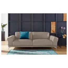 2,5-Sitzer W.Schillig "montanaa" Sofas Gr. B/H/T: 232 cm x 78 cm x 94 cm, Longlife Xtra-Leder Z59, braun (stone z59) mit Metallfüßen in Chrom glänzend, Breite 232 cm