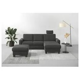 Ecksofa Home Affaire "Summer L-Form" Sofas Gr. B/H/T: 249 cm x 91 cm x 164 cm, Feincord, Recamiere rechts, mit Bettfunktion-mit Bettkasten-ohne Federkern, grau (anthrazit) mit Recamiere, oder ohne Bettfunktion und Bettkasten, Cord-Bezug