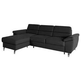 Sit & More Ecksofa SIT & MORE "Sorano L-Form" Sofas Gr. B/H/T: 250cm x 88cm x 161cm, Flachgewebe, Recamiere links, mit Bettfunktion, schwarz wahlweise mit Bettfunktion und Bettkasten