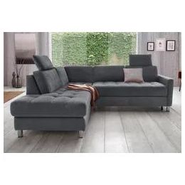 Sit & More Ecksofa SIT & MORE "Pablo L-Form" Sofas Gr. B/H/T: 233cm x 78cm x 196cm, Luxus-Microfaser ALTARA NUBUCK, Ottomane links, mit Bettfunktion-mit Bettkasten, grau (dunkelgrau) wahlweise mit Bettfunktion