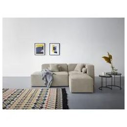 Ecksofa Andas "Sundstrup L-Form" Sofas Gr. B/H/T: 233cm x 76,5cm x 93cm, Struktur weich, Recamiere rechts, grau (taupe) Modulserie, individuelle Zusammenstellung