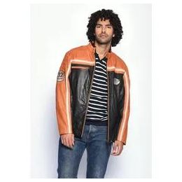 Lederjacke Mustang "Gunner" Gr. 58, orange (schwarz orange) Herren Jacken