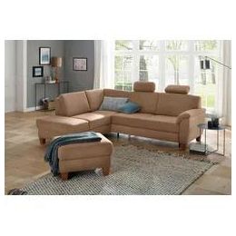 Ecksofa Home Affaire "Alta L-Form", braun, B:250cm H:89cm T:201cm, Struktur ( 100% Polyester), Struktur fein ( 100% Polyester), Luxus-Microfaser ALTARA NUBUCK (100% Polyester), Sofas, mit Federkern und Kontrastnaht, Füße Buche eichefarben