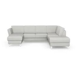 Sit & More Wohnlandschaft SIT&MORE "Visby U-Form" Sofas Gr. B/H/T: 303 cm x 87 cm x 213 cm, Soft clean, Ottomane rechts, ohne Bettfunktion-ohne Stauraum, grau (hellgrau) Wahlweise mit Bettfunktion und Stauraum, frei im Raum stellbar