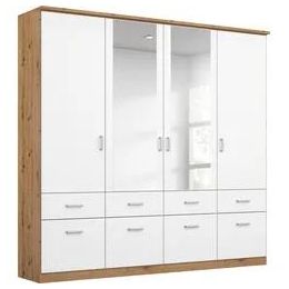 Kleiderschrank Rauch "Kleiderschrank Schrank Garderobe deckenhoher BREMEN" Schränke Gr. B/H/T: 181cm x 199cm x 58cm, mit Spiegel, 4 St., weiß (weiß/eiche artisan) in vielen Farben und Ausführungen MADE IN GERMANY