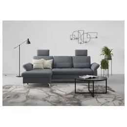 Ecksofa Inosign "Palm Beach L-Form" Sofas Gr. B/H/T: 269 cm x 89 cm x 175 cm, Chenille-Optik, mega-Recamiere links, mit Sitztiefenverstellung-ohne Bettfunktion-ohne Bettkasten-ohne Armteilverstellung, blau (blaugrau) Federkern, mit Sitztiefenverstellung, wahlweise Bettfunktion