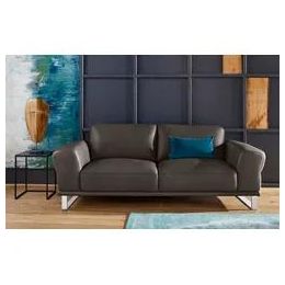 2,5-Sitzer W.Schillig "montanaa" Sofas Gr. B/H/T: 212 cm x 78 cm x 94 cm, Longlife Xtra-Leder Z59, braun (braun z59) mit Metallkufen in Chrom glänzend, Breite 212 cm