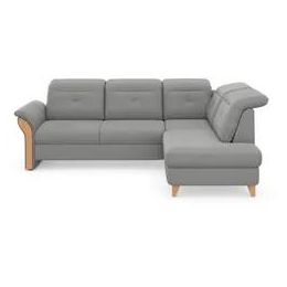 Ecksofa Home Affaire "Dangast L-Form" Sofas Gr. B/H/T: 269cm x 92cm x 200cm, Luxus-Microfaser Euphoria, Ottomane rechts, ohne Bett und ohne Bettkasten-ohne Relaxfunktion, grau Kopfteilverstellung, wahlweise mit motorischer Relaxfunktion