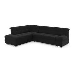 Ecksofa DOMO collection "Mona L-Form" Sofas Gr. B/H/T: 271cm x 80cm x 213cm, Samtoptik, Ottomane links, mit Bettfunktion-mit Armlehnenfunktion, grau (anthrazit) wahlweise mit Bett- und Armlehnfunktion