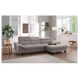 Ecksofa Home Affaire "Pilot L-Form" Sofas Gr. B/H/T: 268cm x 73cm x 108cm, Microfaser, Recamiere rechts, mit Kopfteilverstellung-ohne Bettfunktion-ohne Bettkasten, braun (mud) wahlweise mit Bettfunktion und Bettkasten