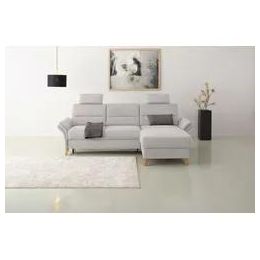 Ecksofa Home Affaire "Westerland L-Form" Sofas Gr. B/H/T: 252cm x 90cm x 162cm, Olympia EASY CLEAN, Recamiere rechts, mit Bettfunktion, Bettkasten und Armlehnfunktion, silberfarben (silber) Federkern-Polsterung, wahlweise mit Bettfunktion, Bettkasten