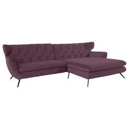 Ecksofa 3C Candy "Beatrice L-Form" Sofas Gr. B/H/T: 300cm x 94cm x 175cm, Samtoptik, Recamiere rechts, rot (bordeaux) mit Rückensteppung im Rautenmuster