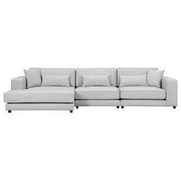 Ecksofa OTTO products "Grenette L-Form" Sofas Gr. B/H/T: 326cm x 77cm x 154cm, Samtoptik recycelt, Ottomane links, grau (hellgrau) Modulsofa, im Baumwoll-Leinenmix oder aus recycelten Stoffen