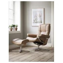 Relaxsessel stressless "Mayfair" Sessel Gr. Leder PALOMA, Cross Base Eiche, Relaxfunktion-Drehfunktion-PlusTMSystem-Gleitsystem-BalanceAdaptTM, B/H/T: 92cm x 103cm x 79cm, braun (almond paloma) mit Cross Base, Größe S, M & L, Holzakzent Eiche