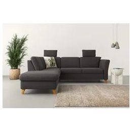 Ecksofa Home Affaire "Trelleborg L-Form" Sofas Gr. B/H/T: 252cm x 86cm x 213cm, Luxus-Microfaser Euphoria, Ottomane links, ohne Bettfunktion-ohne Stauraum, grau (fango) Federkern-Polsterung, wahlweise mit Bettfunktion und Stauraum