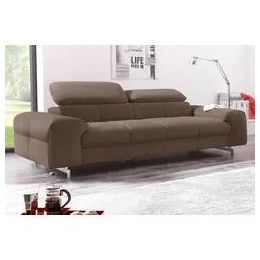 3-Sitzer COTTA "Chef" Sofas Gr. B/H/T: 232 cm x 72 cm x 105 cm, Luxus-Microfaser, mit Kopfteilverstellung, braun 3-Sitzer mit eleganter Steppung, Bodenfreiheit 12,5 cm