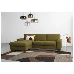 Ecksofa Home Affaire "Vision L-Form" Sofas Gr. B/H/T: 252cm x 90cm x 164cm, Easy care, Recamiere links, ohne Bettfunktion-ohne Bettkasten, grün (olive) mit Federkern, wahlweise Bettfunktion und Bettkasten