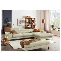 Ecksofa W.Schillig "piedroo" Sofas Gr. B/H/T: 343cm x 70cm x 193cm, Stoff S37, Longchair rechts, mit Kopfteilverstellung-ohne Sitztiefenverstellung, beige (sahara s37) Kopfteilverstellung, wahlweise mit Sitztiefenverstellung, Breite 343cm