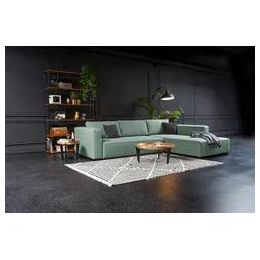 Ecksofa Tom Tailor HOME "HEAVEN STYLE M" Sofas Gr. B/H/T: 282cm x 85cm x 221cm, Struktur fein TBO, Recamiere rechts, mit Bettfunktion-mit Bettkasten-Kunststofffuß, grün (mint tbo 53) aus der COLORS COLLECTION, wahlweise mit Bettfunktion & Bettkasten